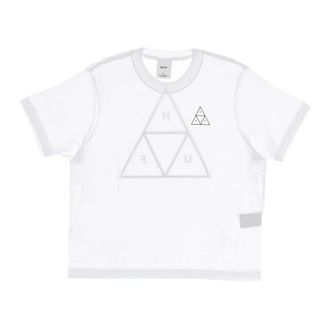 HUF Huf, Femme, Tops, Blanc, Taille: 42 FR T-shirt blanc Relax avec Triple Triangle
