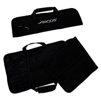 Arcos Sac pour Couteaux Professionnel - Capacit&eacute; 4 Pi&egrave;ces - 100% Polyester, 46x27,5 cm - Stockage S&eacute;curis&eacute; et Portable (Couteaux Non Inclus) - Noir