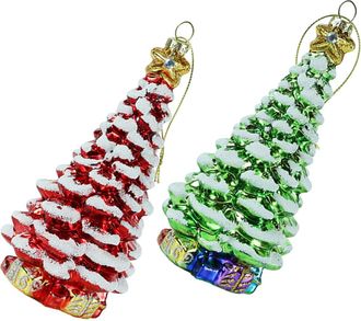 Cabilock 2st&uuml;cke Glas-weihnachtsbaumanh&auml;nger H&uuml;bsche Weihnachtsschmuck-h&auml;ngedekoration F&uuml;r Baum Wand T&uuml;r Fenster Und Kamin F&uuml;r Silvester Und Mottopartyschmuck