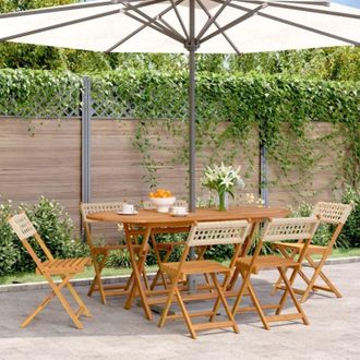vidaXL Vidaxl - Chaises de jardin pliantes lot de 6 beige rotin et bois massif