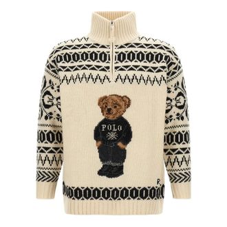 Polo Ralph Lauren Pull col roul&eacute; Polo Bear Fair Isle - Femme - Pulls - Beige - Taille: 36 FR