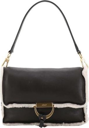 Abro sac à épaule bandoulière Leather Shearling Reversible Shoulder Bag Temi Dark Brown/White marron foncé