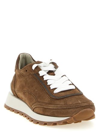 Brunello Cucinelli Womens Brown Calfskin Low Top Sneakers