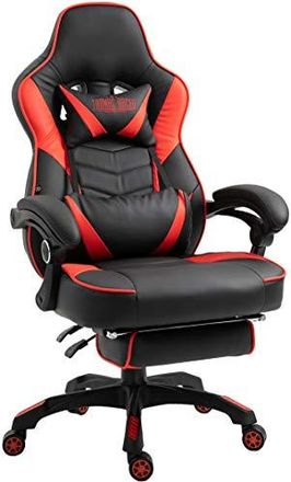 Clp Fauteuil De Bureau Gaming Tilos en Similicuir I Chaise De Gamer avec Repose-Pieds T&eacute;l&eacute;scopique I Dossier Inclinable I Hauteur R&eacute;glable, Couleur:Noir/R