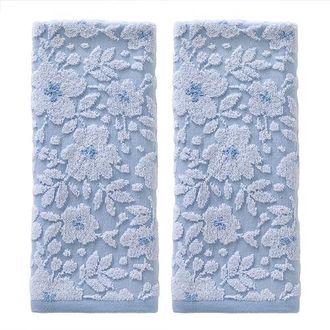 SKL Home Jacquard-Handtuch, Blumenmuster, Himmelblau, 2 Stück