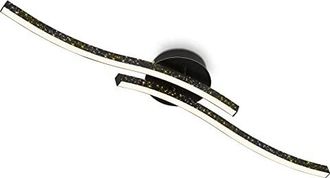 Briloner Leuchten - LED Deckenleuchte mit Glitzereffekt, warmweiße Farbtemperatur, geschwungene Deckenlampe LED, Wohnzimmerlampe, Schwarz, 805x140x100 mm