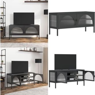 vidaXL Vidaxl - TV-Schrank Schwarz 105x35x50 cm Glas und Stahl - tv Schrank - Fernsehtisch - Glasregal - Metall Regal - Wohnzimmereinrichtung - Home & Living