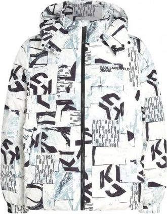 Karl Lagerfeld Homme, Vestes, Blanc, Taille: L Veste Puffer Enti&egrave;rement Monogramm&eacute;e