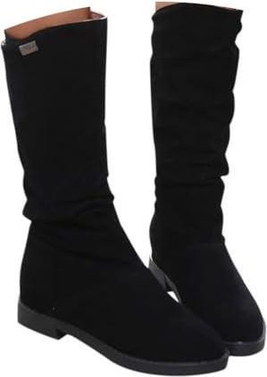Onsoyours Botte Hautes Femme Botte Cuissarde PU Bloc Talon Slip-On Causal Hiver Longue Boots Confortable Botte Equitation C Noir 37 EU