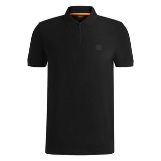 HUGO BOSS Poloshirt f&uuml;r Herren, mit kurzem Rei&szlig;verschluss (Schwarz)