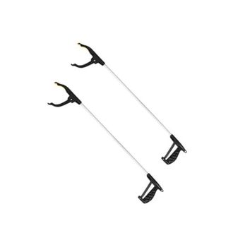 Fackelmann 9923750 Lot de 2 Pinces de Préhension, Aluminium, Noir, 76 x 13 x 3,5 cm