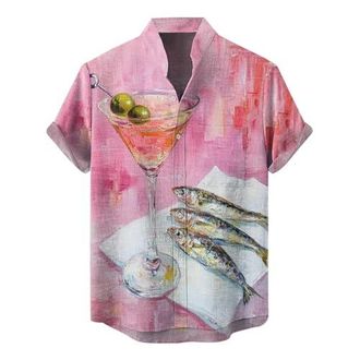 Generic Hauts d&eacute;contract&eacute;s pour homme, chemises d&eacute;t&eacute; grande taille, chemise de plage &agrave; imprim&eacute; amusant, chemises &agrave; manches courtes, coupe ample, haut d&eacute;contra