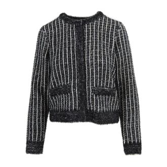 Karl Lagerfeld Boucl&eacute; Strickjacke - - Knitwear - Damen - Schwarzk - M