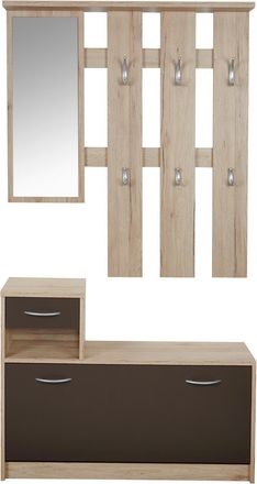 MID.YOU Mid.you Garderobe, Braun, Eiche, Glas, Holzwerkstoff, 100x190x26 cm, Garderobe, Garderoben-Sets & Serien