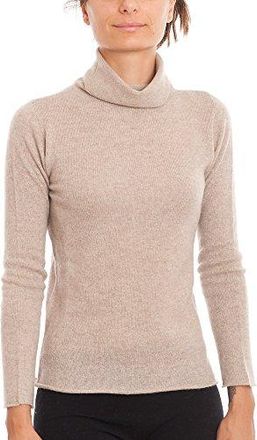 DALLE PIANE CASHMERE Pull à Col roulé 100% Cachemire, Made in Italy - Femme, Couleur: Beige, Taille: XXL