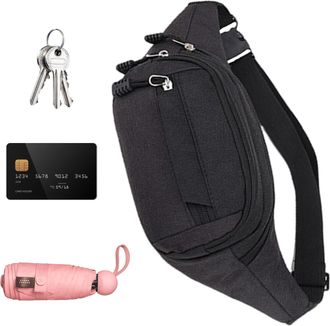 Generic Bauchtasche | Wander-Fanny-Tasche für Outdoor-Abenteuer - Hüfttasche, Reisen, Bauchtasche zum Einkaufen, Spazierengehen mit dem Hund, Schwarz, Refer t