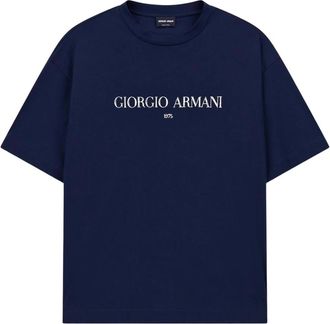 Giorgio Armani Homme, Tops, Bleu, Taille: M T-shirt en jersey interlock de coton