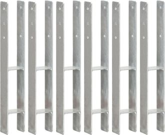 vidaXL Vidaxl - Pfostentr&auml;ger 6 Stk. Silbern 8&times;6&times;60 cm Verzinkter Stahl