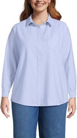 Lands End Langarm Oxford-Hemd, Damen, Größe:56-58 plus, Blau, Baumwolle, by Lands End