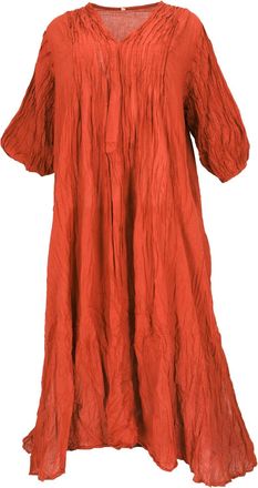 Guru Shop Boho Maxikleid, Luftiges Langes Sommerkleid F&uuml;r Starke Frauen im Crash Look - Orange, Damen, Baumwolle
