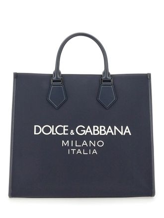 Dolce & Gabbana Mens Large Shopping Bag Blue Polyamide Handbags Hand