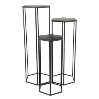 Altobuy Razza - Lot de 3 Sellettes Gigognes M&eacute;tal Noir