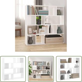 vidaXL Raumteiler - B&uuml;cherregal/Raumteiler Hochglanz-Wei&szlig; 105x24x102 cm