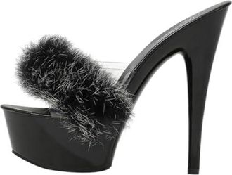 UPKOCH Sandales à Talons Hauts Femme avec Décor Moelleux Chaussures été Élégantes Confortables et Durables pour Jean Short et Jupe Noir