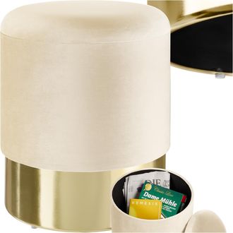 TecTake Sitzhocker mit Stauraum, Samt Sitzbox, Hocker rund, Pouf, Sitzpouf, Aufbewahrungsbox mit Deckel, als Schminktisch Stuhl, Zimmer Deko, Sessel Wohnzimme