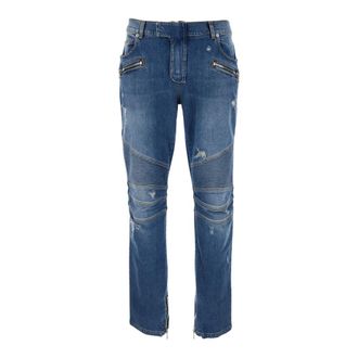 Balmain Vintage Blue Biker Denim Hose - - Jeans - Herren - Blau - W34