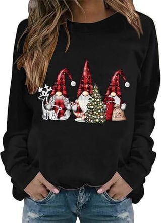 Generic Sweatshirts de Noël pour femmes, mignons, motif arbre de Noël, sweatshirt à col ras du cou, ample, décontracté, à manches longues, hauts à col rond 20