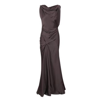 Victoria Beckham Robe Longue Bandeau en Cr&ecirc;pe avec D&eacute;tails de Coutures - Femme - Robes - Gris - Taille: 36 FR