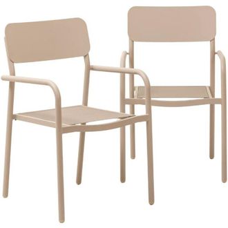 Made In Meubles Chaise de jardin en aluminium taupe Ka&iuml;a (lot de 2)