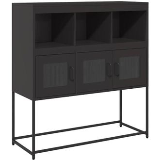 vidaXL Sideboard Schwarz 100,5x39x107 cm Kaltgewalzter Stahl - Vidaxl