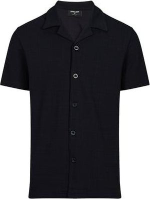 Strellson Chemise col cubain &agrave; manches courtes en coton m&eacute;lang&eacute;