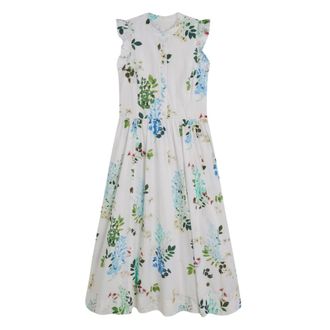 Ted Baker Giolia Baumwollkleid Mit Print, &Auml;rmellos, Wei&szlig;, Midi-l&auml;nge