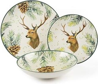 Excelsa Nordic Deer Service de vaisselle 12 pi&egrave;ces, c&eacute;ramique, 4 personnes