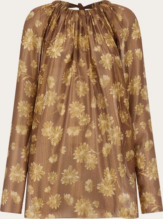 Ferragamo Damen Tunika aus Seide mit Lam&eacute; Braun
