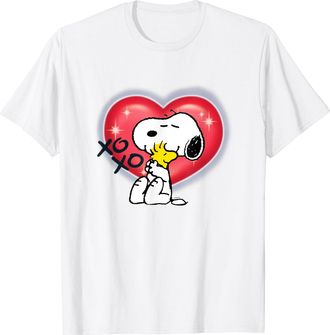 Peanuts Snoopy Woodstock Airbrush Herz T-Shirt