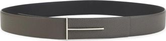 Tom Ford Ceinture en cuir de veau gris fum&eacute; et noir - Homme - Accessoires - Gris - Taille: 100 CM