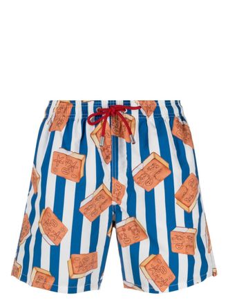 MC2 Saint Barth short de bain &agrave; imprim&eacute; Gustavia Cucciolone - Bleu