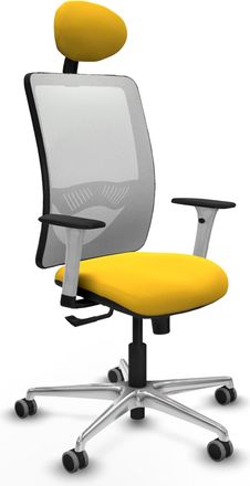 Piqueras y Crespo B&uuml;rostuhl Zulema mit wei&szlig;en und schwarzen Armlehnen und festem Kopfteil, ausgestattet mit 3 Positionen und Schneideschaum, mit Rollen von 65 mm, Parke