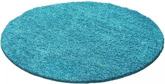 Jadorel Jadorel - Tapis poils longs shaggy &Oslash;160cm turquoise tiss&eacute; rond motif uni uni l