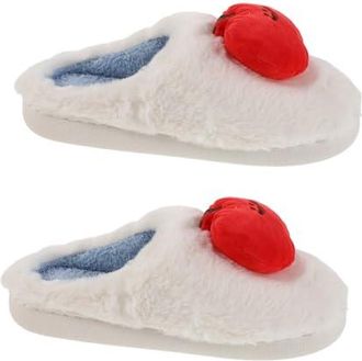 Minkissy Pantoufles Pelucheuses Forme de Pomme Hiver pour Couples et Chaudes Semelle L&eacute;g&egrave;re Antid&eacute;rapante Pantoufles Int&eacute;rieur Confortables et Isolantes