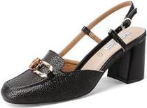 Queen Helena Slingback ZM9926 - D&eacute;collet&eacute; d&eacute;contract&eacute; &eacute;l&eacute;gant &agrave; bout ferm&eacute; pour femme, Noir, 39 EU