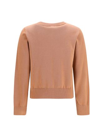 Ganni Womens Cherry-Print Cotton Sweater Camel