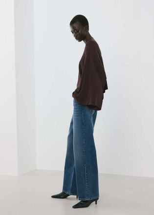 Mango Asymmetrisches Strick-Cape weinrot - Damen - XS-S - MANGO