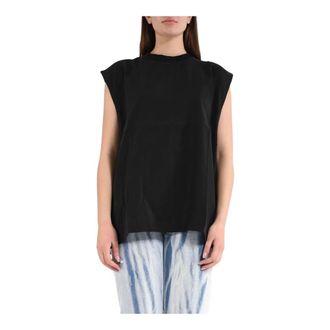 A Paper Kid Femme, Tops, Noir, Taille: 34 FR Débardeur avec logo strass