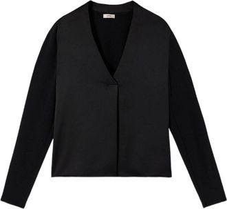 Oltre Femme, Blouses et Chemises, Noir, Taille: 38 FR T-shirt manches longues bi-mati&egrave;re