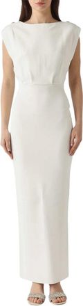 Elisabetta Franchi Femme, Robes, Blanc, Taille: 36 FR Robe Maxi Col Bateau